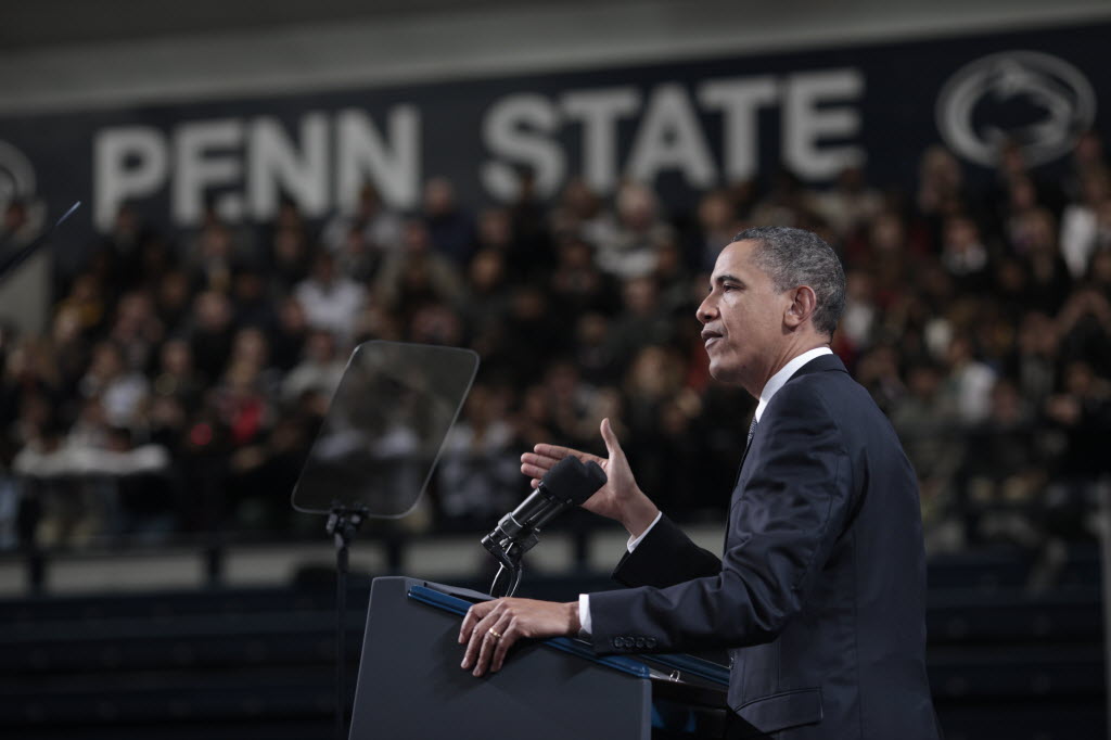 Photographs of President Obama at Penn State University, February 3 ...